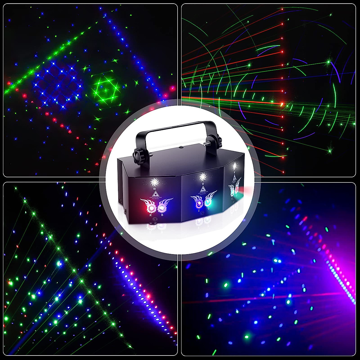 U`King Party Lights 9 Lens DJ Disco Ball RGB LED Stage Lighting with Sound Activated and Remote Control Laser Lights for Parties Birthday Wedding Karaoke Bar Stage Live Show