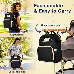 Xexxvre Diaper Bag Backpack,Baby Bag with Insulated Pockets Multifunctional Diaper Bags For Baby Girl Boy Waterproof Baby Bags For Boys Girls Mama Maternity, Travel Large Capacity Bag Black