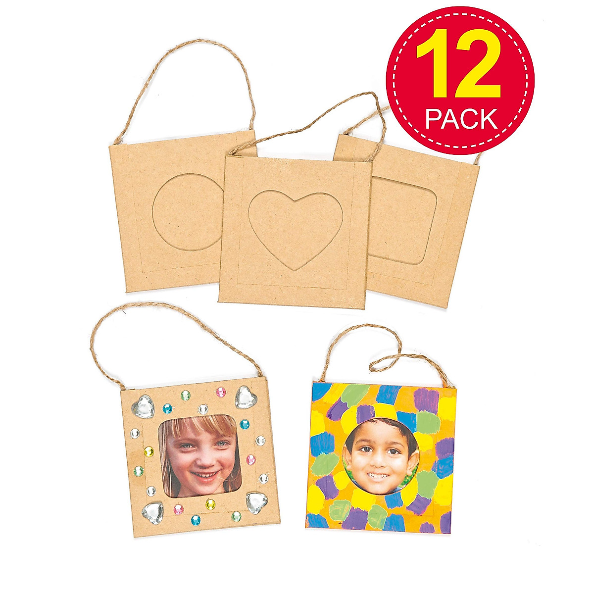 Baker Ross E7573 Mini Hanging Craft Photo Frames - Pack of 12, Creative Art and Craft Supplies for Kids to Make and Decorate