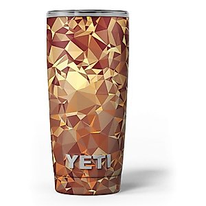 Design Skinz Orange Geometric V5 - Skin Decal Vinyl Wrap Kit Compatible with The Yeti Rambler Cooler Tumbler Cups