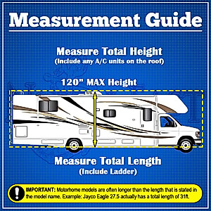 North East Harbor Waterproof Durable Tear-Resistant RV Motorhome Fifth Wheel Cover Covers Class A B C Fits Length 31'-34' Feet New Travel Trailer Camper with Zippered Panels