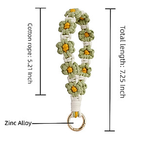 Poagoep Boho Keychain Handmade Keychain Wristlet Key Chain Wrist Lanyard for Keys Cute daisy keychain for Women(3)