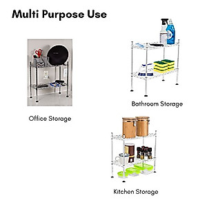 Internet's Best 2-Tier Mini Wire Utility Shelving - Chrome - Small Shelf - Adjustable Rack Unit - Kitchen Bathroom Pantry Laundry Storage - Under The Sink Organization - Organize Your Cabinets