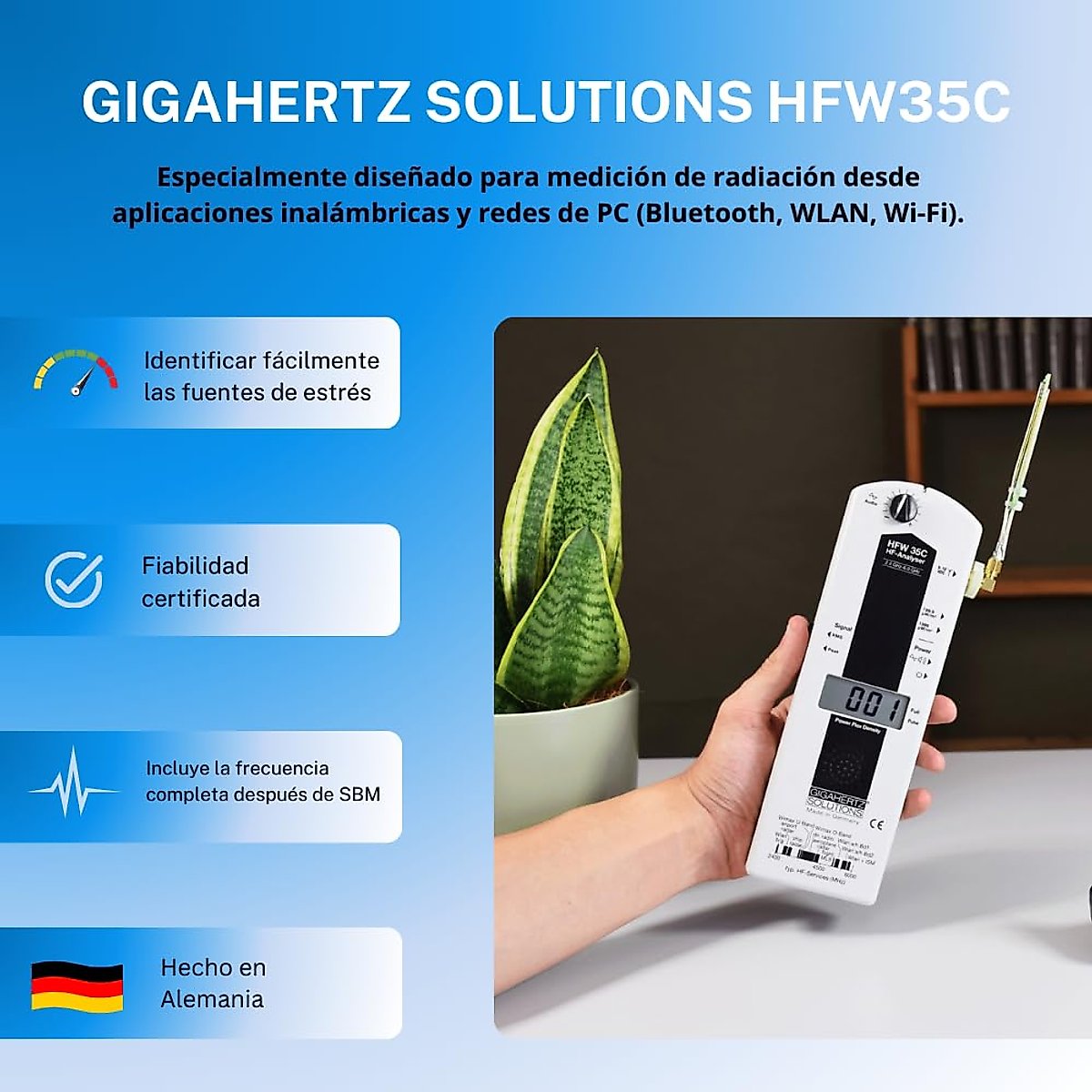 HFW35C EMF Meter RF Analyzer and RF Meter for High Frequency Range (2.4GHz - 6.0 GHz)