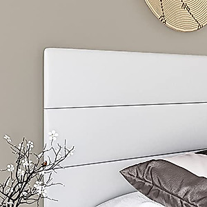 Boyd Sleep Napoli Upholstered Platform Bed Frame with Tri-Panel Headboard, Mattress Foundation Required: Faux Leather, White Twin