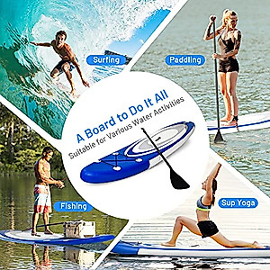 GYMAX Inflatable Stand Up Paddle Board, 6” SUP with Premium Complete Accessories, Backpack, Pump, Leash, Paddle & Removable Fins, Portable Stand Up Boat for All Skill Level