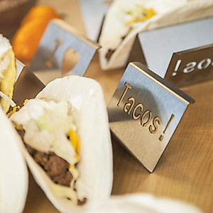 KITCHENATICS Stainless Steel Taco Holder Taco Stand - Metal Taco Tray Holders For Serving Tacos, Taco Plates, Taco Shell Mold - Grill, Oven &amp; Dishwasher Safe Taco Holder Stand - Taco Holders Set of 4