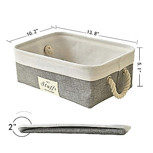 INough Dog Toy Box Gift Basket Pet Supplies Low Storage Basket for Dog Stuff Rectangle Dog Toys Bin Collapsible Small Basket for Closet, Baskets for Organizing Baby Kids (Rectangle)