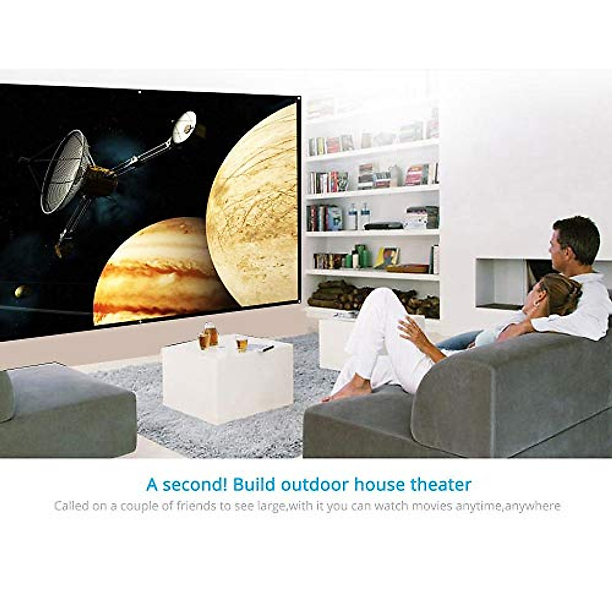 84'' Portable Projector Screen 16:9 White 84 Inch Diagonal Video Projection Screen Foldable Wall Mounted