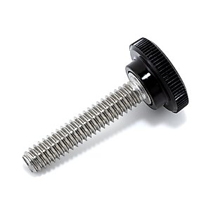1/4"-20 x 1-1/4" Thumb Screw Stainless Steel - Black Knurled Round Plastic Knob - Standard/Coarse Thread Thumbscrew - Length: 1.250" - Proudly Built in USA - Package of (4)