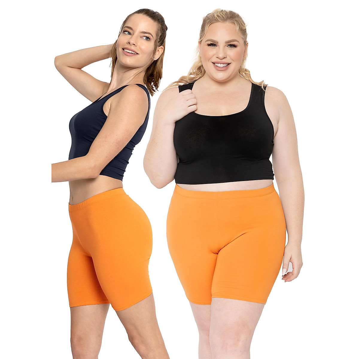 STRETCH IS COMFORT Women's Cotton Biker Shorts Orange Large