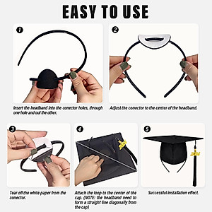 unibouti 2 Pack Graduation Cap Headband - Grad Cap Head Band Insert with EVA Foam Sticker - Graduates Essential Hairband for Securing Graduation Hat