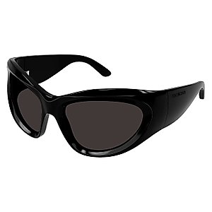 Balenciaga Women's Sporty Wrap Sunglasses, Black-Black-Grey, One Size