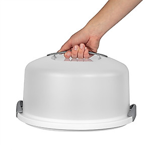 Sterilite Cake Server, Plastic Food Storage Container with Lid, Latches and Handle, Dessert Carrier, Dishwasher Safe, Clear Lid and White Base, 8-Pack