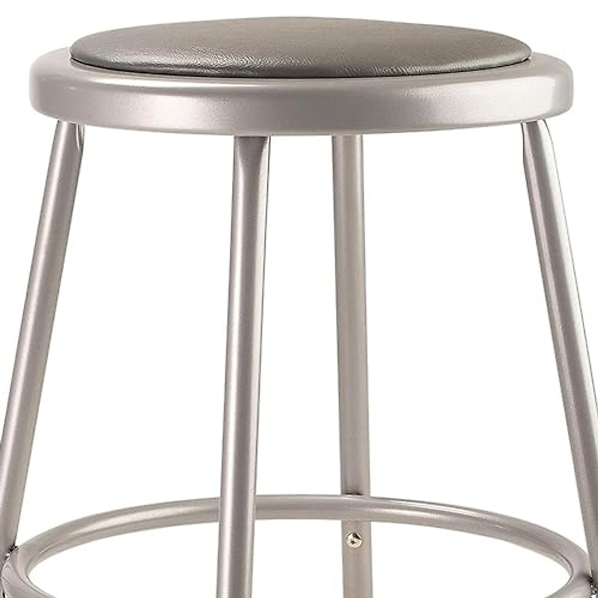 National Public Seating 6400 Series Heavy Duty 18 Inch Adjustable Height Steel Stool with Vinyl Padded Seat, Grey Frame and Legs