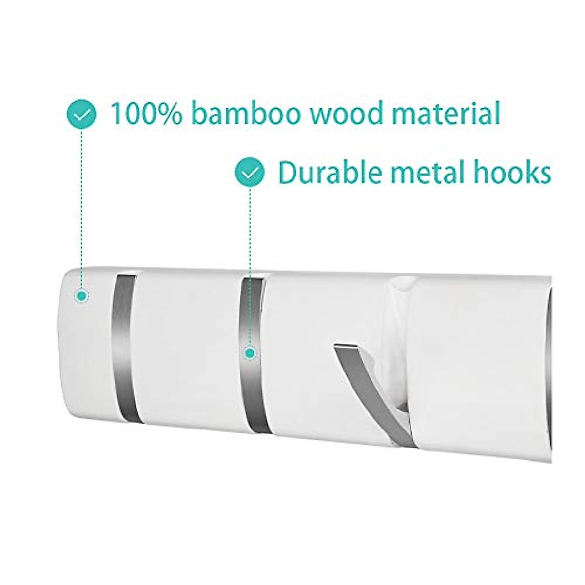 BonusAll Wall Mounted Floating Rack Coat Rack Wall Hook Space-Saving Coat Hanger with 5 Retractable, White