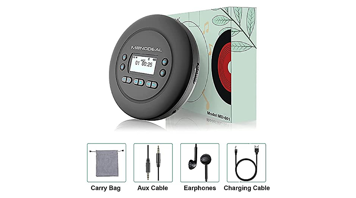 Portable Bluetooth CD Player - MONODEAL Rechargeable Walkman