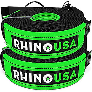 Rhino USA Recovery Tow Strap (3" x 20') + Tree Saver Strap (8' x 3") - Lab Tested 31,518lb Break Strength - Emergency Off Road Recovery Rope Combo