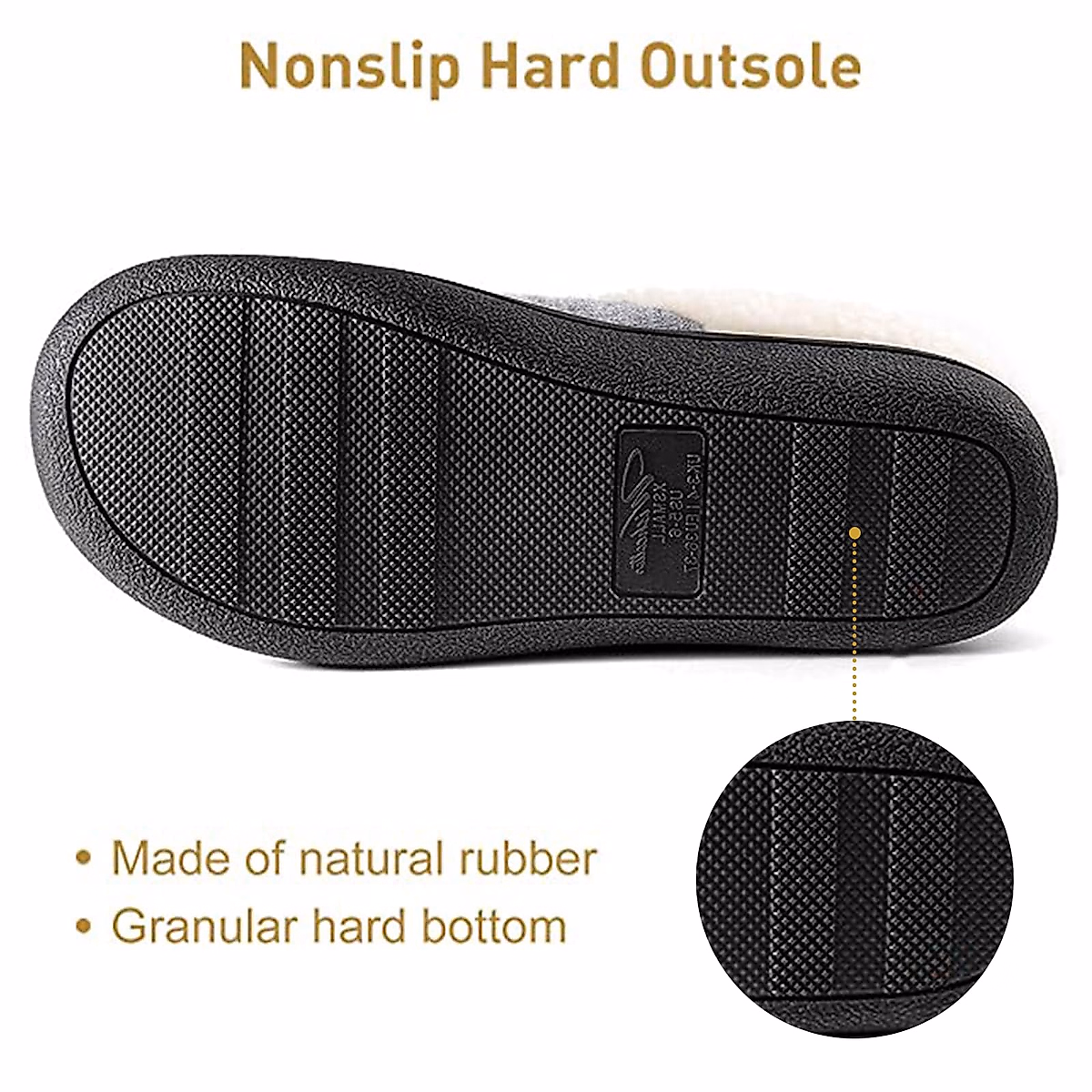 Wishcotton Women's Lamb-rub Sherpa House Slippers Memory Foam Indoor Outdoor, Grey, 8-9 US