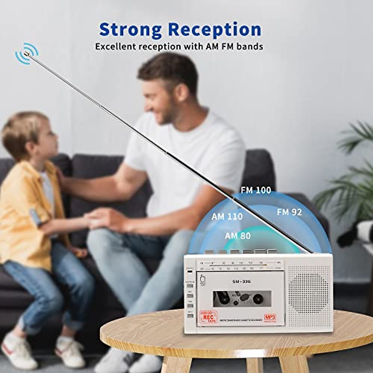 Portable Cassette Player Recorder, Cassette to MP3 Digital Converter via USB or Micro SD Card, Powered by AC or 4 AA Battery AM FM Radio Tape Walkman, Build-in Speaker and Microphone