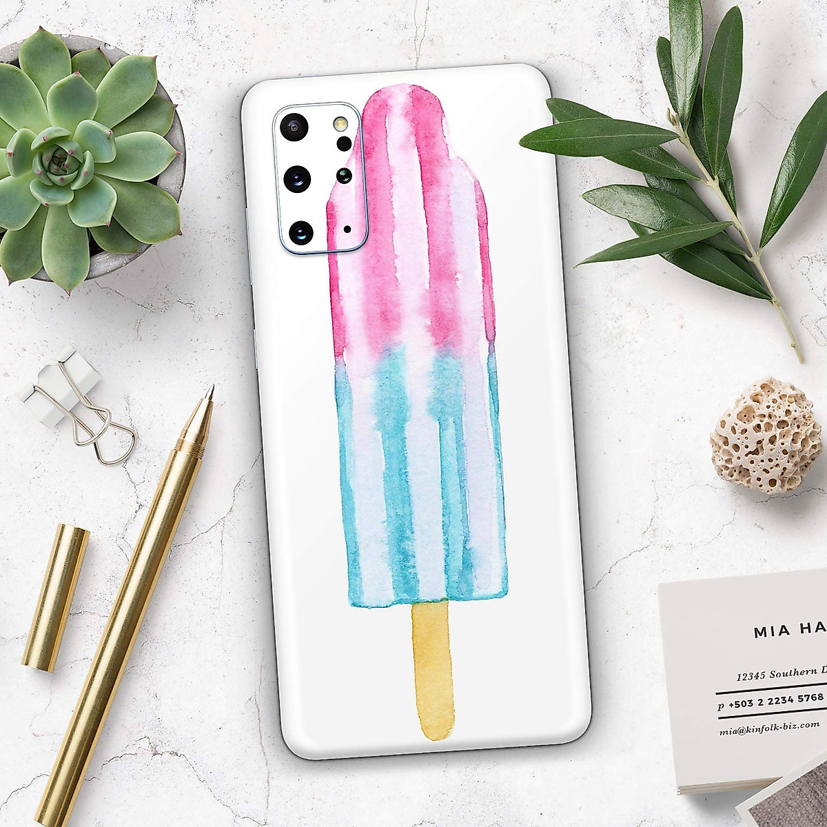 DesignSkinz Summer Mode Ice Cream v4 Protective Vinyl Decal Wrap Skin Cover Compatible with The Samsung Galaxy S20 (Screen Trim & Back Glass Skin)