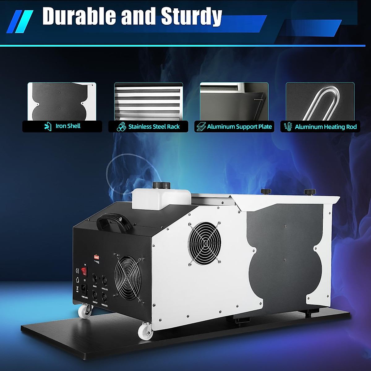 1500W Low Lying Smoke Fog Machine DJ Stage Remote Fogger Dry Ice Effect DMX512 Floor Smoke Machine for Club Stage Wedding Theater Black