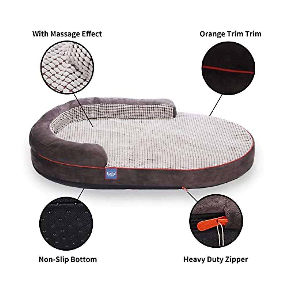 Laifug Memory Foam Oval Dog Bed (54x36x9Inch, Brown), Orthopedic Dog Bed for X-Large Dogs with Durable Waterproof Liner & Removable Washable Cover & Nonskid Bottom