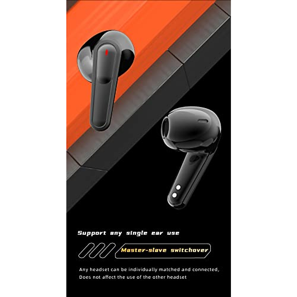 WesTch Earbuds Wireless Bluethooth 5.3 Headphones HiFi Stereo in-Ear Earphones with Touch Control Type-C Charging Case Built-in Microphone IPX4 Waterproof Headsets (Black)