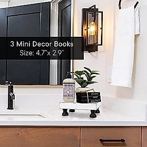 Farmhouse Bathroom Decor - Funny Rustic Wooden Mini Books for Your Restroom Shelf - The Perfect Small Decorative Accent for The Guest Bathroom - Black