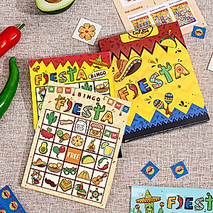 WERNNSAI Mexican Bingo Party Games - 24 Players Birthday Party Games for Kids Bingo Game Bachelorette Final Fiesta Bingo Game Cards Supplies for Taco Themed Party Kids Night Classroom Activities