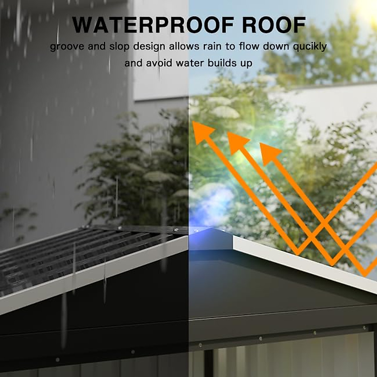 JAORD Metal Outdoor Storage Shed D33.07 x W34.65 x H24.4, Tool Garden Sheds and Tiny Houses for Backyard Garden Patio Lawn, Black&White…