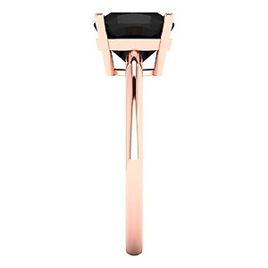 2.5 ct Cushion Cut Solitaire Natural Black Onyx Engagement Wedding Bridal Promise Anniversary Ring 18K Rose Gold Size 4.25