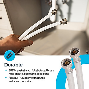 Eastman 24 Inch Flexible Faucet Connector, 1/2 Inch x 1/2 Inch FIP, Reinforced PVC Supply Line with Nickel-Plated Brass Nuts, 48135