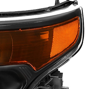 AKKON - Fits 2011-2015 Ford Explorer [Halogen Style] Projector Headlamp Black Headlights Diver+Passenger Side Pair