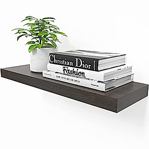 Ballucci Floating Shelf Extra Wide, 24" L Wood Wall Mounted Ledge with Invisible Bracket for Living Room, Bedroom, Bathroom, Kitchen, Nursery, 8" Deep - Espresso