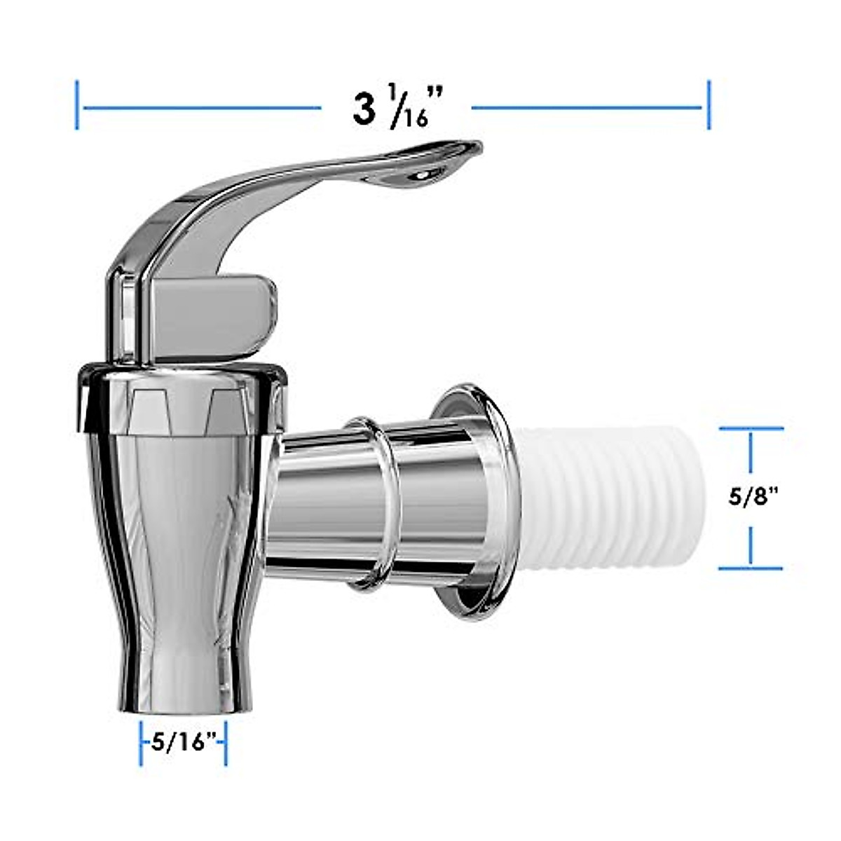 Silver Beverage Dispenser Replacement Spigot - Push Style for Drink Dispensers with Spout - Fits Mason Jar, Glass, and Plastic Pitchers - Ideal for Parties and Events