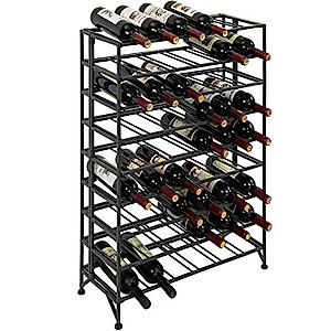 MyGift Gray Metal Wine Rack Freestanding Floor Stand, 9 Tier Wine Bottle Shelf - Holds up to 54 Bottles