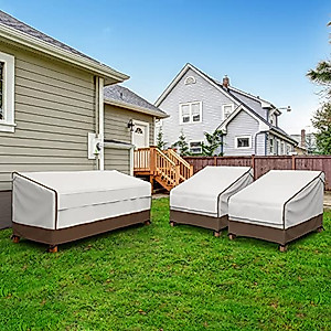 MR. COVER 3-Seater Outdoor Couch Cover Waterproof, 80-Inch Patio Furniture Covers for Sofa, Large Air Vents, UV-Resistant & Heavy Duty Material, Brown & Beige, Eosdios Series