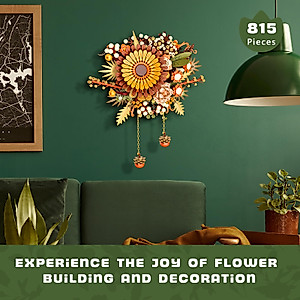 BOOZUU Dried Flower Building Block Set - 815 PCS Botanical Collection Brick, Dried Flower Centerpiece Building Toy,Wall Hanging Artificial Flowers Gift for Adults Kids