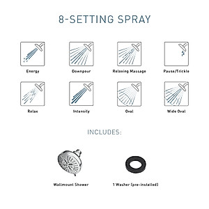 Moen Chrome Hydro Energetix Eight-Function Showerhead with Standard 5" Diameter Spray Head, 200W0