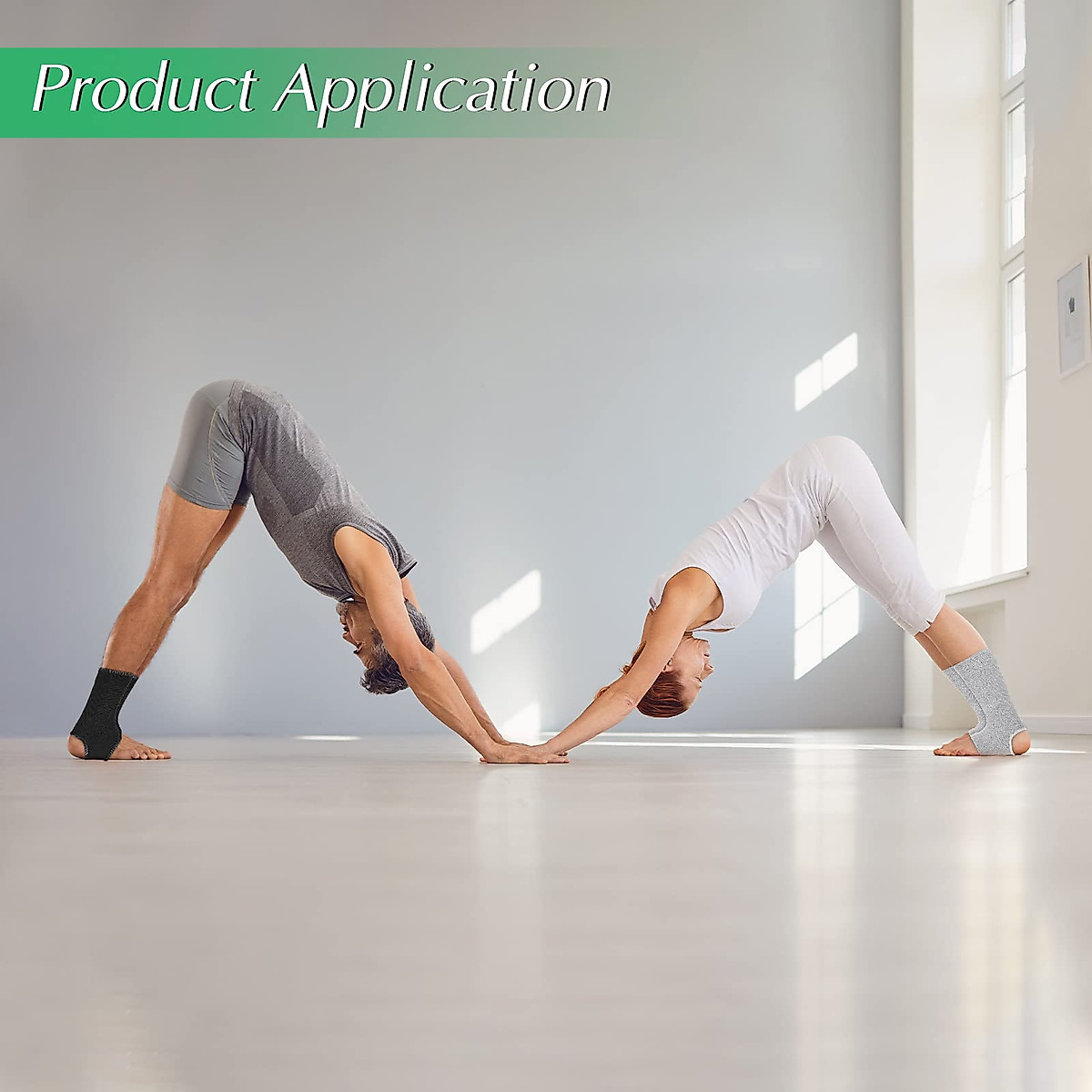 2 Pairs Ankle Compression Sleeve Open Heel Ankle Sleeve Elastic Light Ankle Support Sleeve Breathable Ankle Wraps Polyester Black Heels with Ankle Support Joint Support for Women Men, Black and Grey