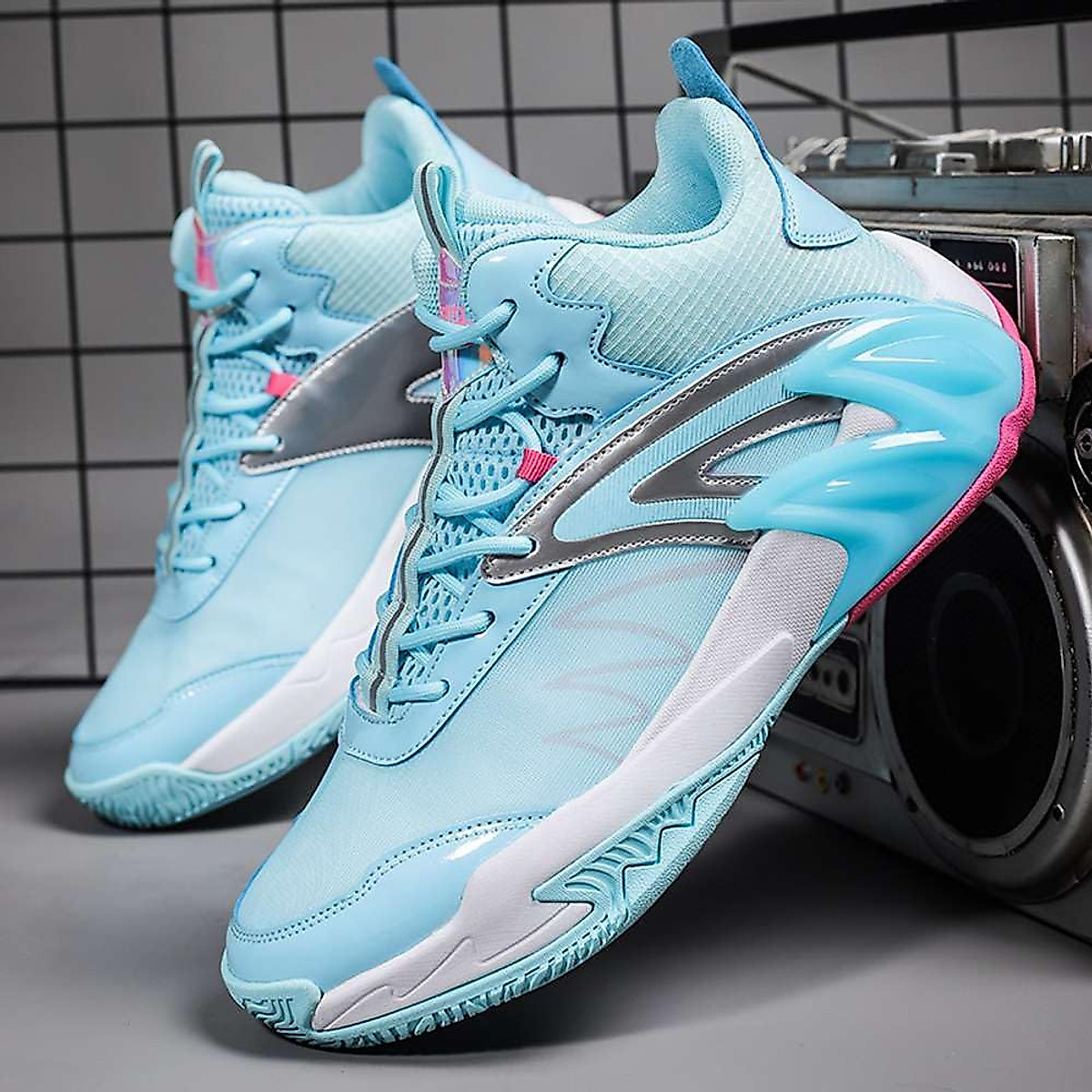 VAXAV Women's Men's Professional Outdoor Sports Sneakers High Top Basketball Athletic Running Tennis Shoes Size 8/6.5 White Green