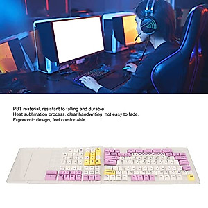 130 Keys Keycap, XDA Heat Sublimation Clear Handwriting PBT Keycap Set for 84 87 96 98 100 104 108 Keys Mechanical Keyboard Switch US Layout Mechanical Gaming Keyboard