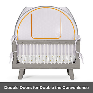 Nahbou Baby Crib Tent - Crib Canopy: Net Cover Crib Tent to Keep Baby from Climbing Out and Safety Crib Tent to Keep Cats Out. Popup Crib Net and Crib Cover Protects Against Mosquito Bites & Toddlers