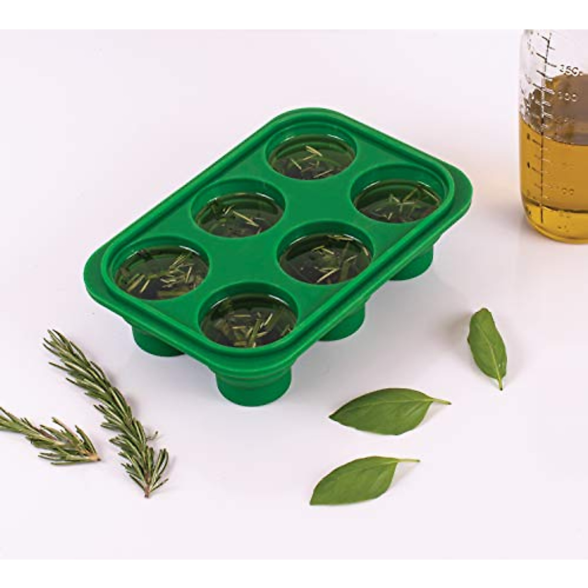 HIC Kitchen Prep-N-Freeze Mini Portion Tray with Lid, Collapsible LFGB Silicone, 2-Ounce Sections