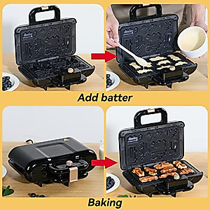 Mini Waffle Maker with Removable Plates, Cars and Trucks Shape Waffle Maker with Non-Stick Waffle Iron Family Breakfast Maker Unique Easter Gifts for Kids