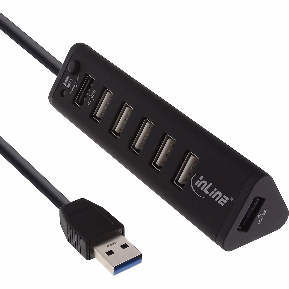 InLine 66763 Smart Hub, 7-Way USB 3.0/2.0 Hub with Quick Charge Port