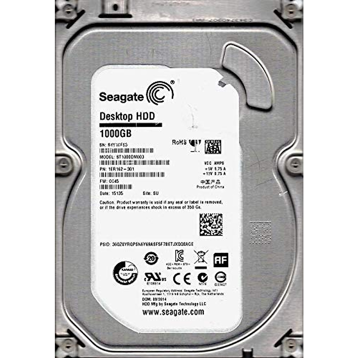 Seagate ST1000DM003 Barracuda 3.5" 1TB 7200RPM SATA Hard Drive