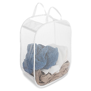 Whitmor Pop & Fold Laundry Bag, White or Blue