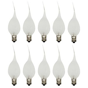 Creative Hobbies® Silicone Dipped, Country Style, Electric Candle Lamp Chandelier Light Bulbs, 7 Watt, Individually Boxed, Wholesale Pack of 10 Bulbs